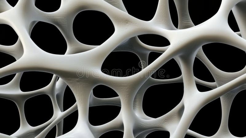 A 3D Rendering of a Complex, White, Organic Structure with a Network of ...