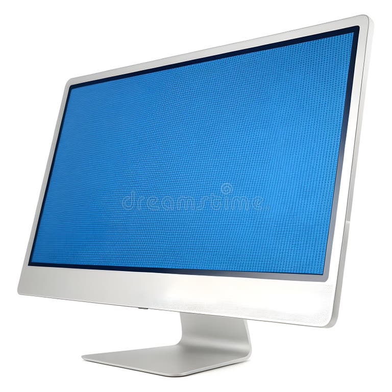 3D Computer Blue Screen Isolated on White Background Stock Illustration ...