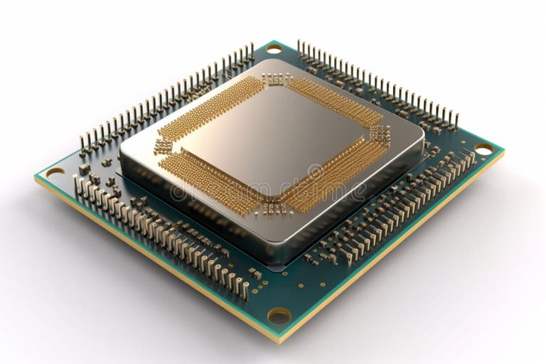 3d Rendering of a Computer Chip on a White Background with Reflection ...