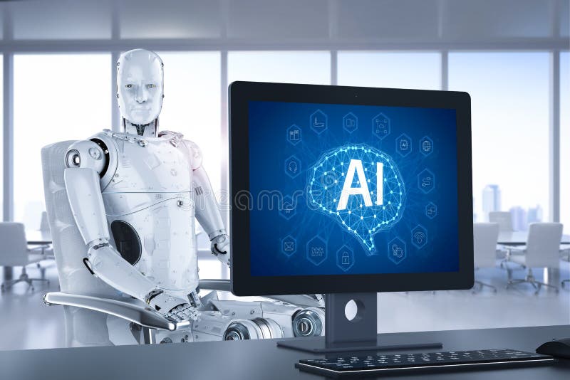 Cyborg control isolated stock illustration. Illustration of android ...