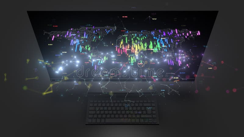 3d Rendering of Computer with Digital Layer Effect. Illustration. Stock ...