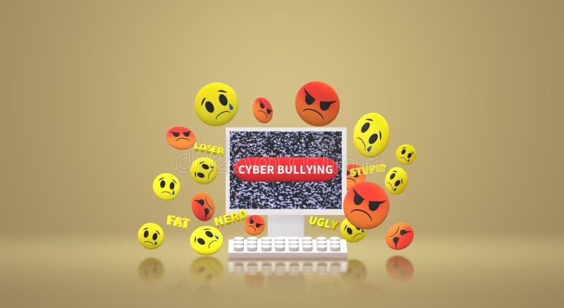 The 3d Rendering Computer and Emotion for Cyber Bullying Content Stock ...