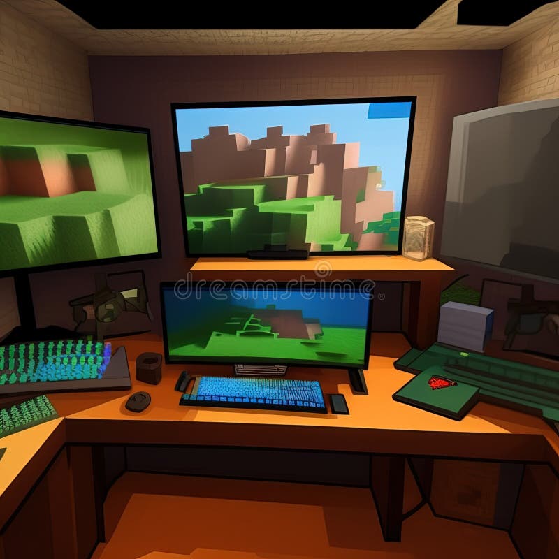 3 D Rendering of Computer Gaming with Video Game Console Stock ...