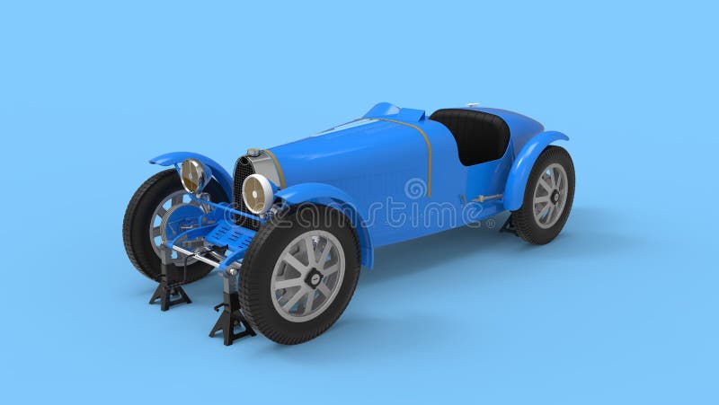 3d Rendering of Computer Generated Vintage Sports Car Blue Isolated ...