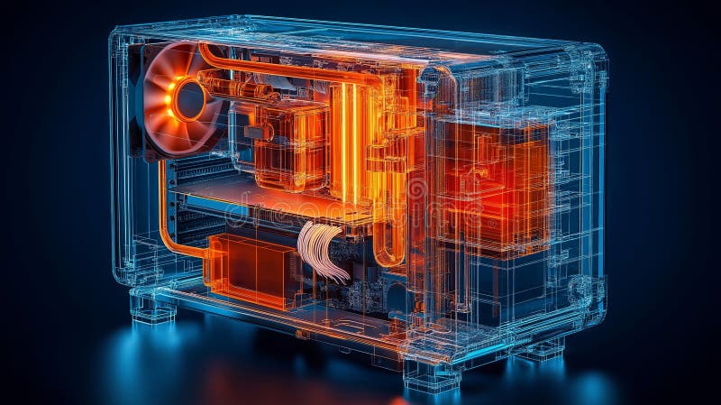 3D Rendering of Computer Hardware Unit Showcasing Components and ...