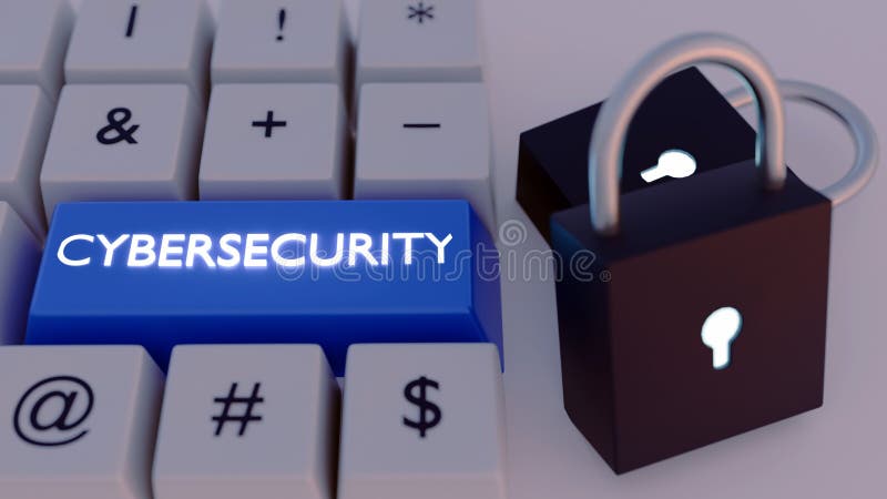 3d Rendering of a Computer Keyboard with a Padlock Stock Illustration ...