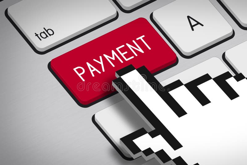 Computer Keyboard with Payment Button and Hand Cu Stock Illustration ...