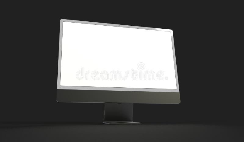 3D Rendering of a Computer Monitor Isolated in Black Stock Illustration ...
