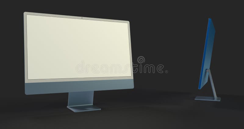 3D Rendering of a Computer Monitor Isolated in Black Stock Illustration ...