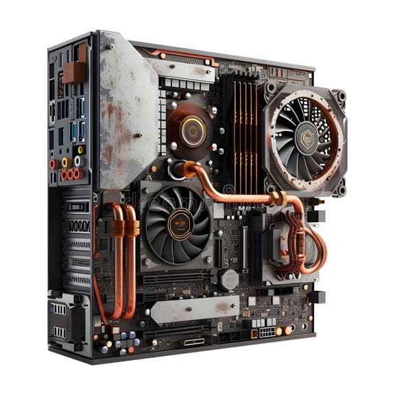 3D Rendering of a Computer Motherboard or CPU on Transparent Background ...
