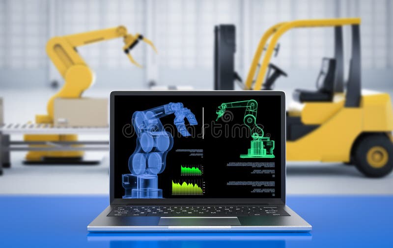 Computer Notebook in Factory Stock Photo - Image of computer, system ...