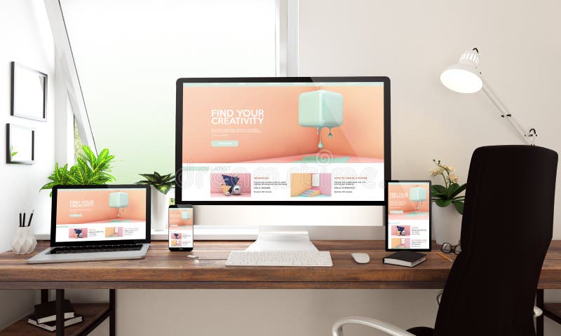 Window Office Desktop Devices Cretivity Tutorials Website Stock Illustration - Illustration of ...