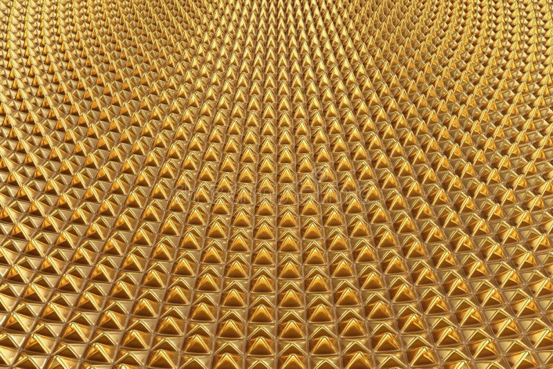 3d Rendering Concept Design of Golden Shiny Metal Pyramid Patter Stock ...