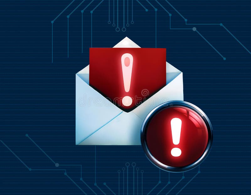 3D Rendering Concept of an Envelope with Spam Email Alert Icon or ...