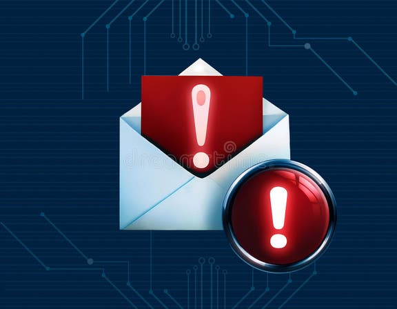 3D Rendering Concept of an Envelope with Spam Email Alert Icon or ...