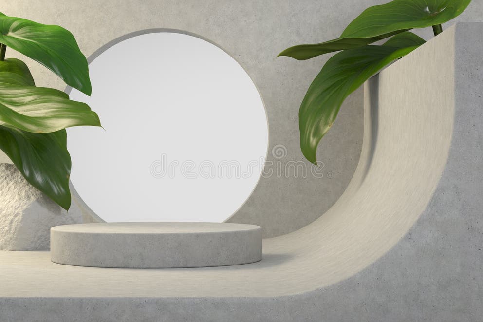 3d Rendering Concrete Display Stand Cement Wall Backgrounds Stock ...