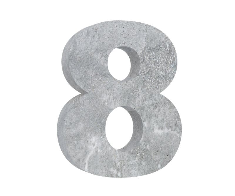 3D Rendering Concrete Number 8 Eight. 3D Render Illustration Stock ...