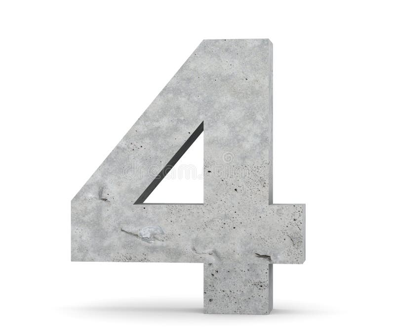 3D Rendering Concrete Number 4 Four. 3D Render Illustration Stock ...