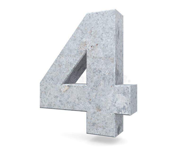 3D Rendering Concrete Number 4 Four. 3D Render Illustration. Stock ...
