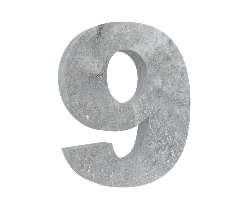 3D Rendering Concrete Number 9 Nine. 3D Render Illustration Stock ...