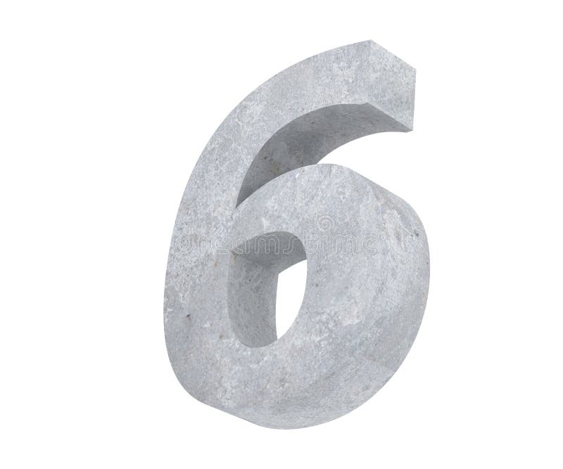 3D Rendering Concrete Number 6 Six. 3D Render Illustration Stock ...