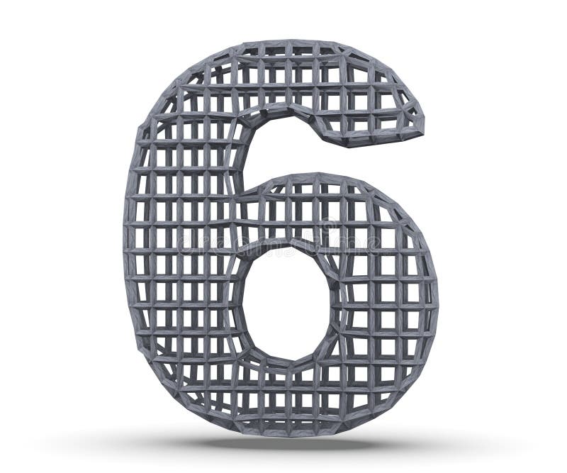 3D Rendering Concrete Number 6 Six. 3D Render Illustration Stock ...