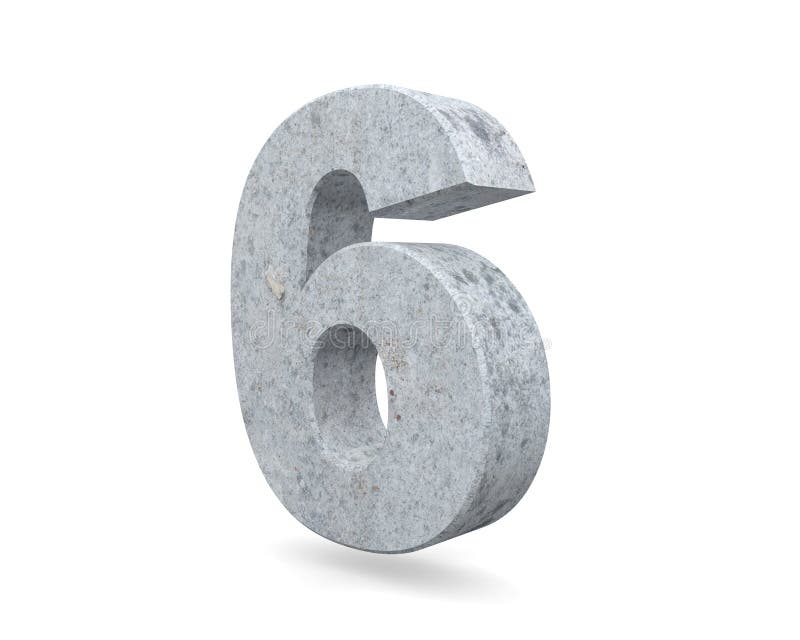 3D Rendering Concrete Number 6 Six. 3D Render Illustration. Stock ...