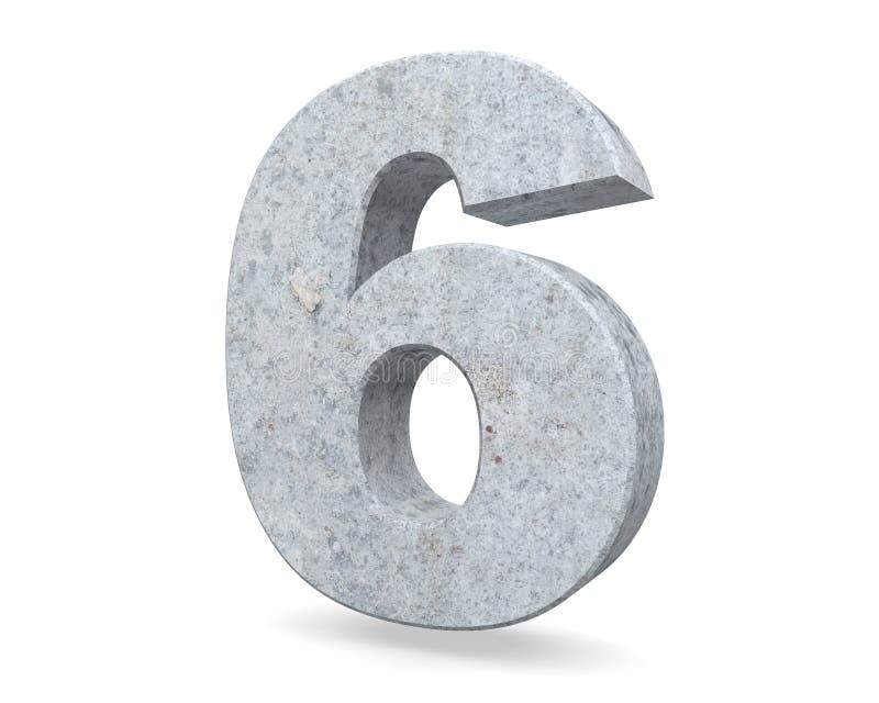 3D Rendering Concrete Number 6 Six. 3D Render Illustration. Stock ...