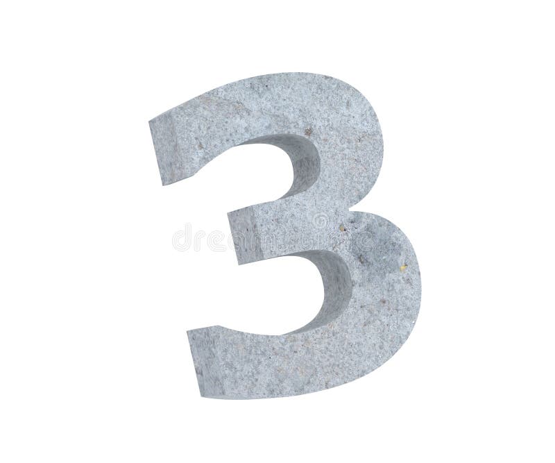3D Rendering Concrete Number 3 Three. 3D Render Illustration Stock ...
