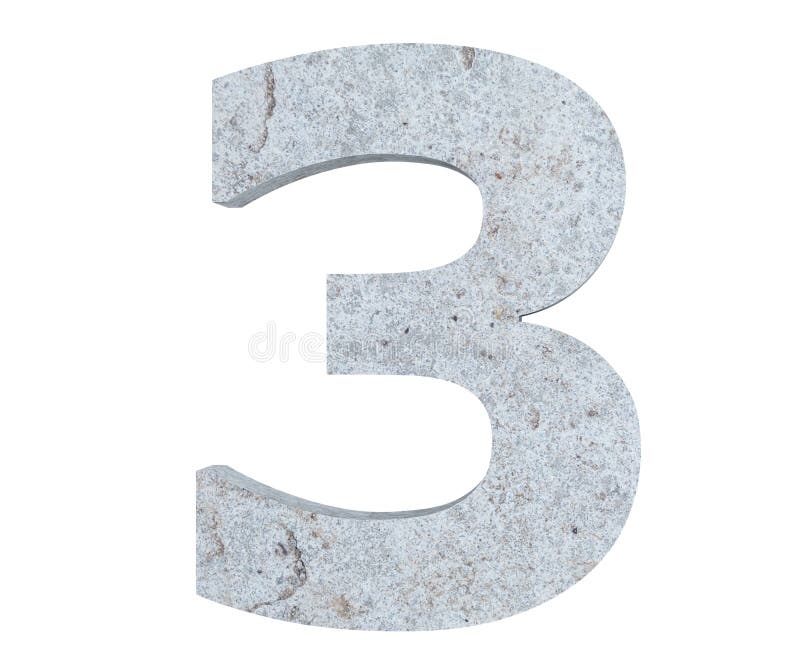 3D Rendering Concrete Number 3 Three. 3D Render Illustration. Stock ...