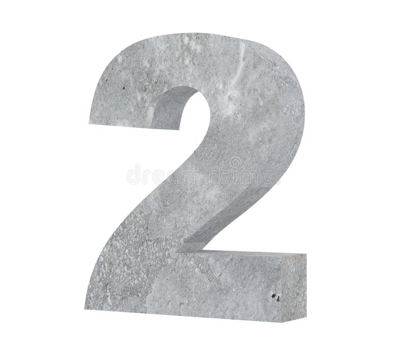 3D Rendering Concrete Number 2 Two. 3D Render Illustration Stock ...