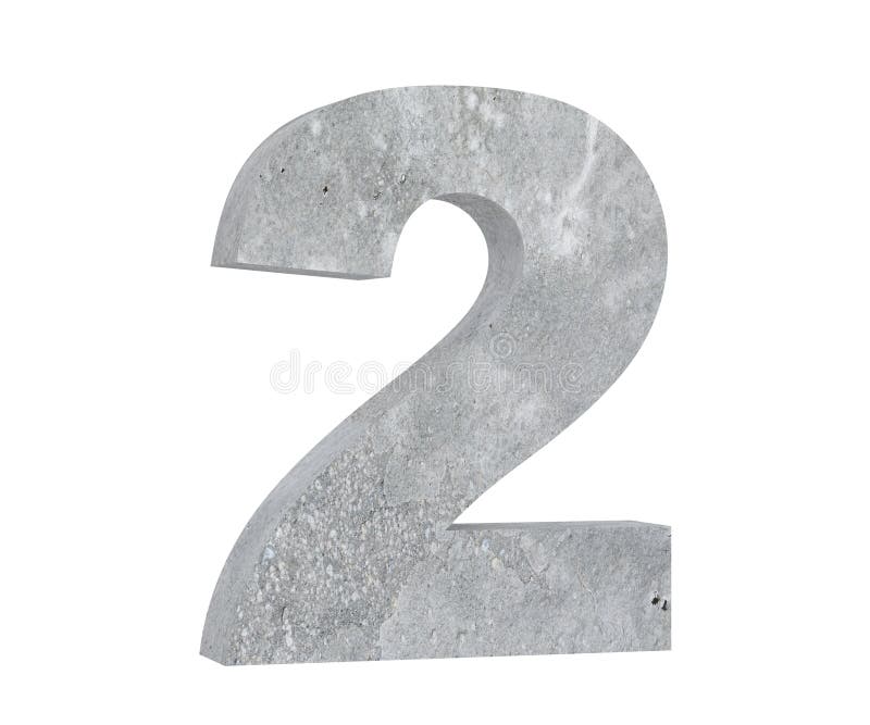 3D Rendering Concrete Number 2 Two. 3D Render Illustration Stock ...