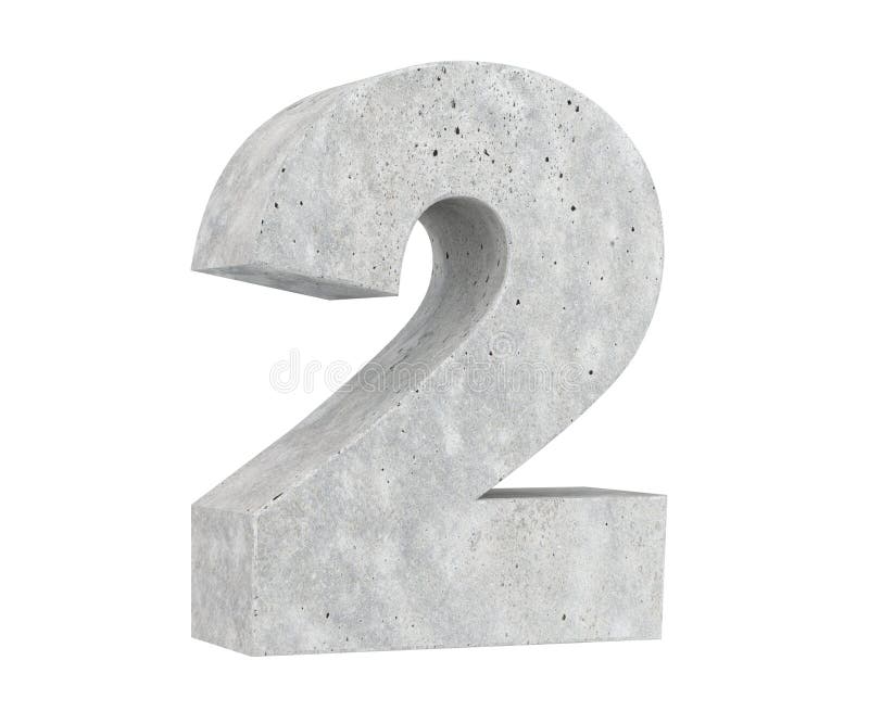 3D Rendering Concrete Number 2 Two. 3D Render Illustration Stock ...