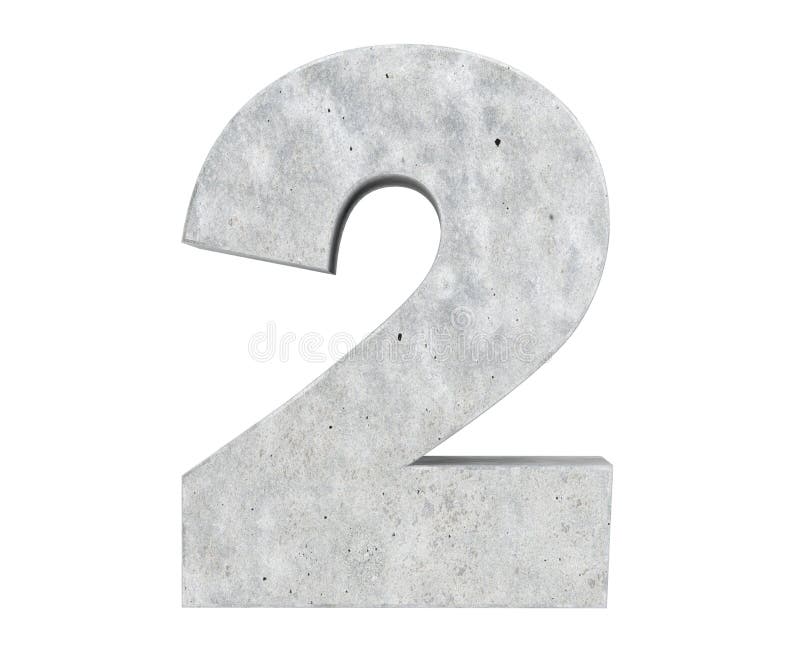 3D Rendering Concrete Number 2 Two. 3D Render Illustration Stock ...