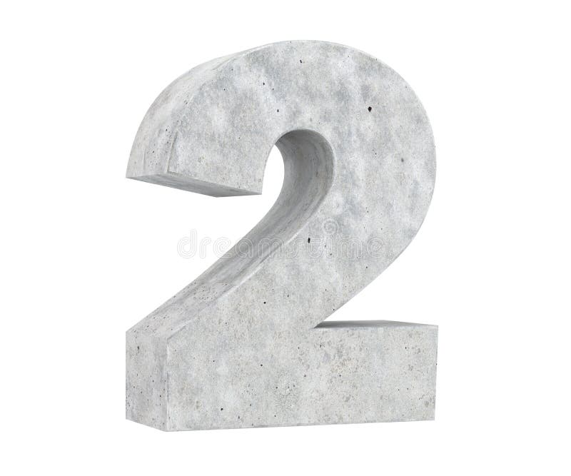 3D Rendering Concrete Number 2 Two. 3D Render Illustration Stock ...