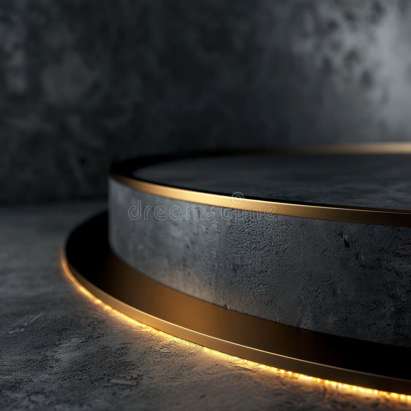 3D Rendering of a Concrete Pedestal with Golden Elements Stock ...
