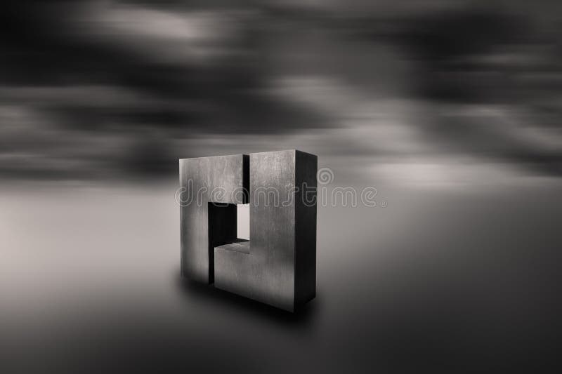 3D Rendering of a Concrete Square Structure on a Blurred Gray ...