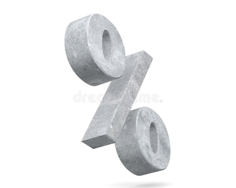 Concrete Percent Symbol with Rusty Metal Scratches Isolated on White ...