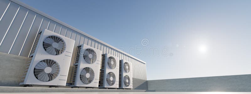 3d Rendering of Condenser Unit with Sky Background. Stock Illustration ...