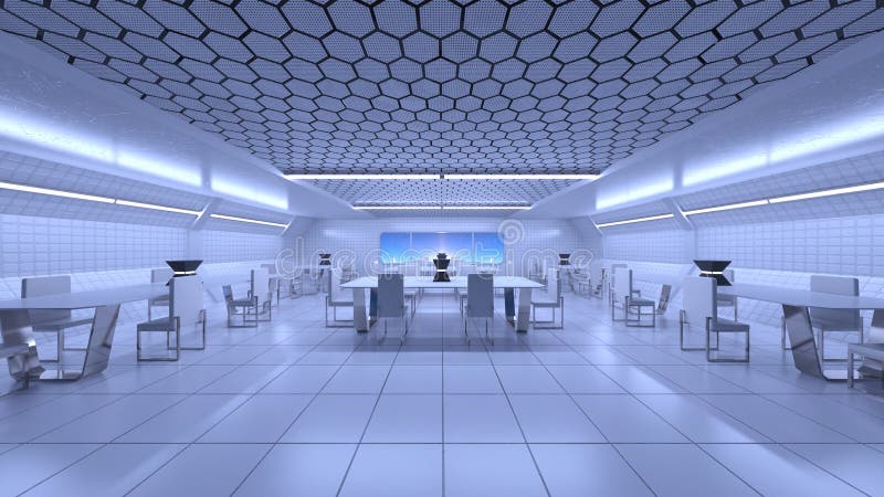 3D Rendering of the Conference Room in the Spaceship Stock Illustration ...