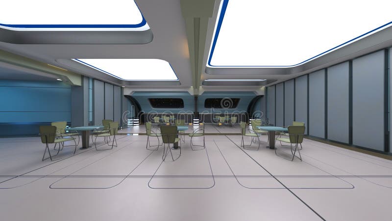 3D Rendering of the Conference Room in the Spaceship Stock Illustration ...