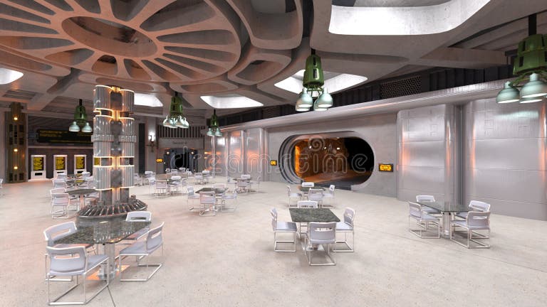 3D Rendering of the Conference Room in the Spaceship Stock Illustration ...