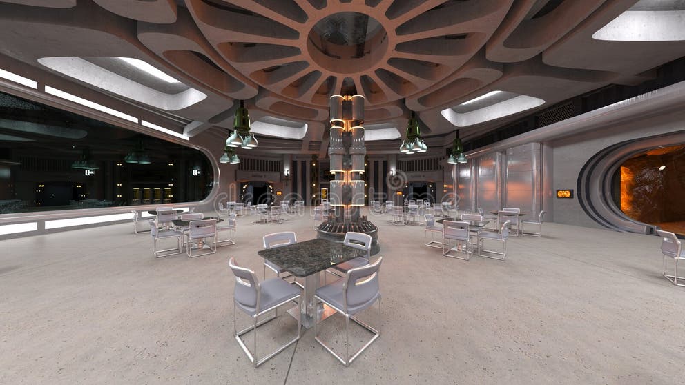 3D Rendering of the Conference Room in the Spaceship Stock Illustration ...