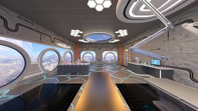 3D Rendering of the Conference Room in the Spaceship Stock Video ...