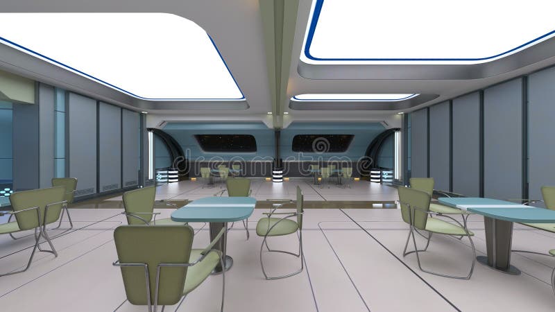 3D Rendering of the Conference Room in the Spaceship Stock Illustration ...