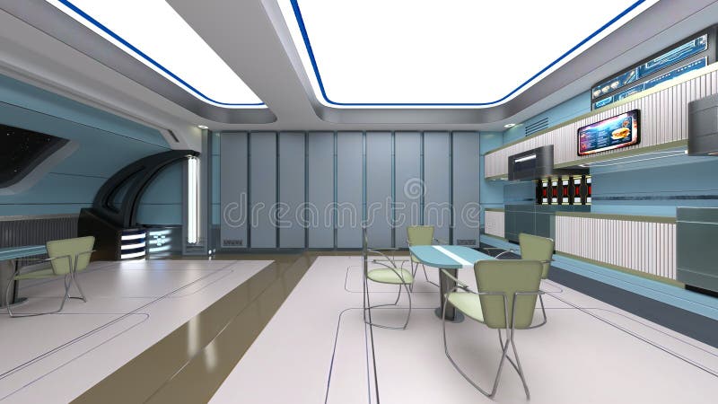 3D Rendering of the Conference Room in the Spaceship Stock Illustration ...