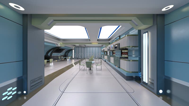 3D Rendering of the Conference Room in the Spaceship Stock Illustration ...