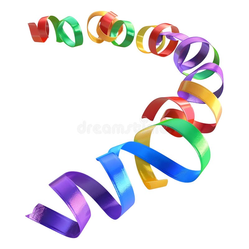 3D Rendering of a Confetti Colorful Streamers on Transparent Background ...