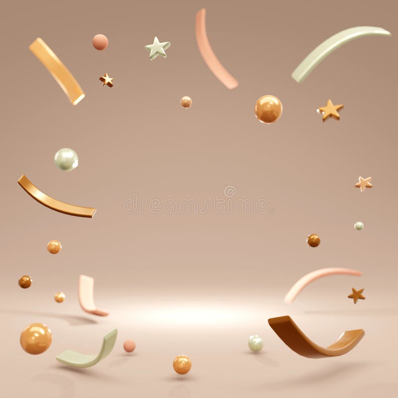 3d Rendering Confetti Exploding Concept of Template Background Stock ...