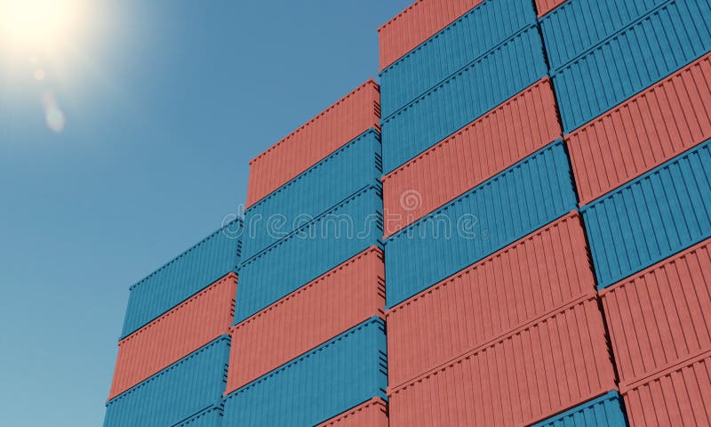Container Boxes Stack Up Each Others Waiting To Be Loaded at Industrial ...